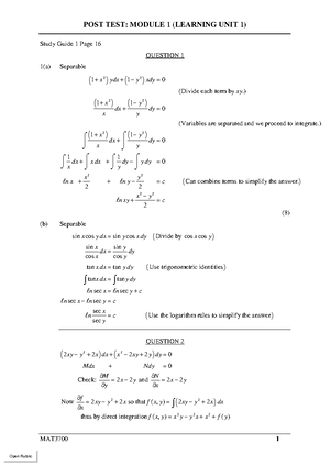 Assignment 1 semester 1 2022 - MAT Assignment 1 Semester 1, 2022 This assignment covers Study ...