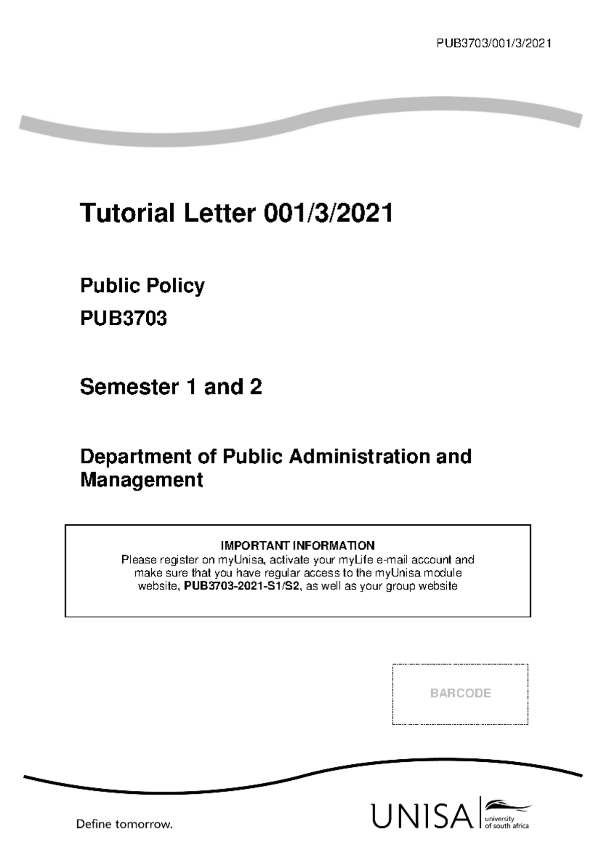 101 2021 3 b - Tutorial Letter - PUB3703/ 0 01/ 3 / 2021 Tutorial ...