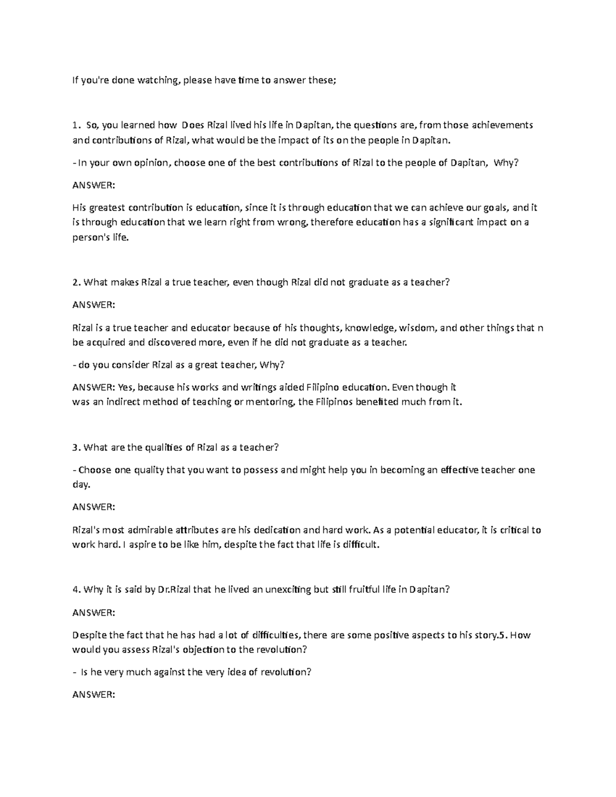 Document - None - If you're done watching, please have time to answer ...