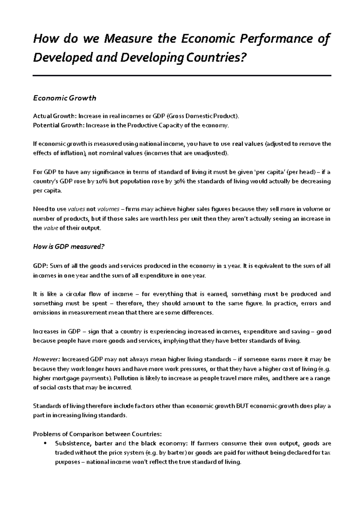 2.3.1 How do we Measure the Economic Performance of Developed and ...