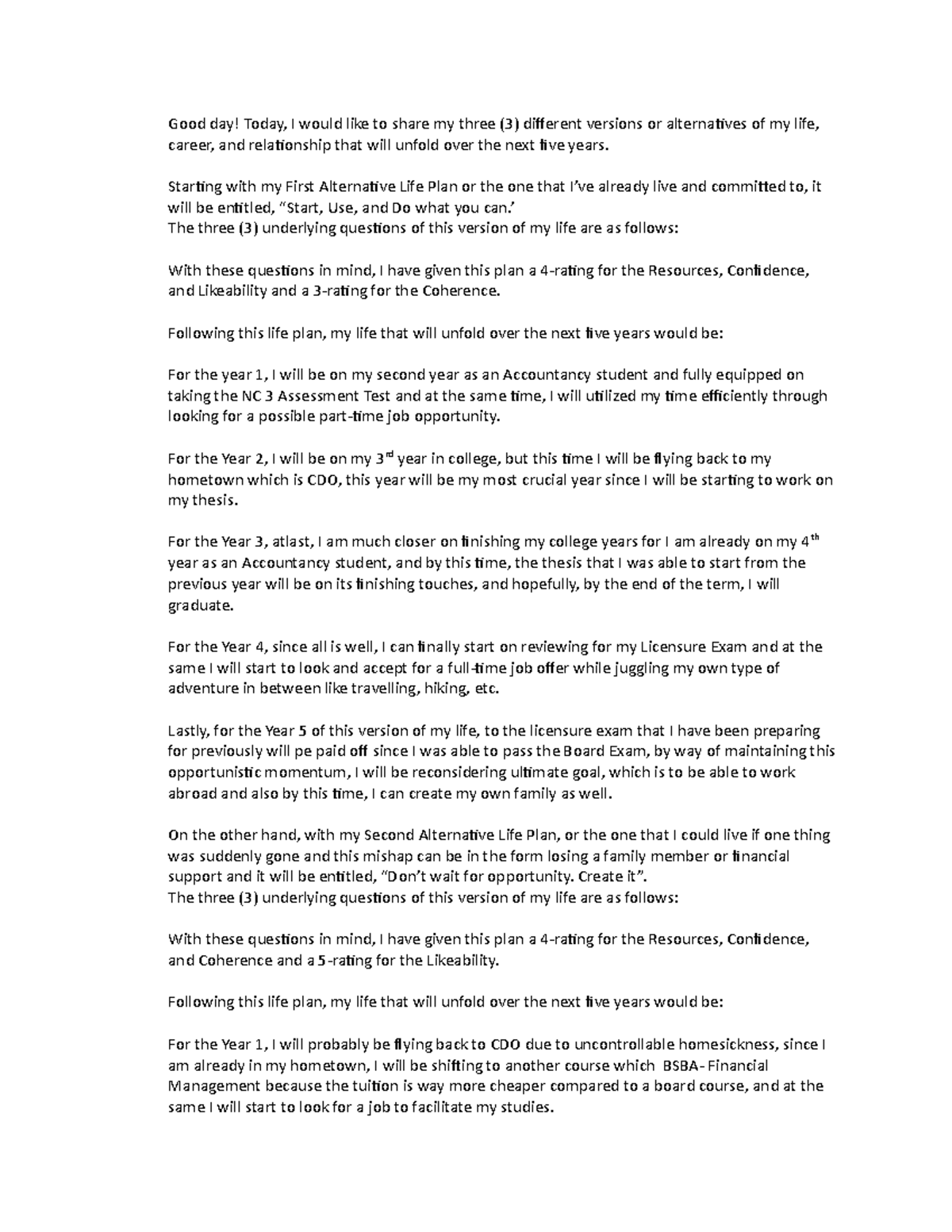 Document - Good - Good day! Today, I would like to share my three (3 ...