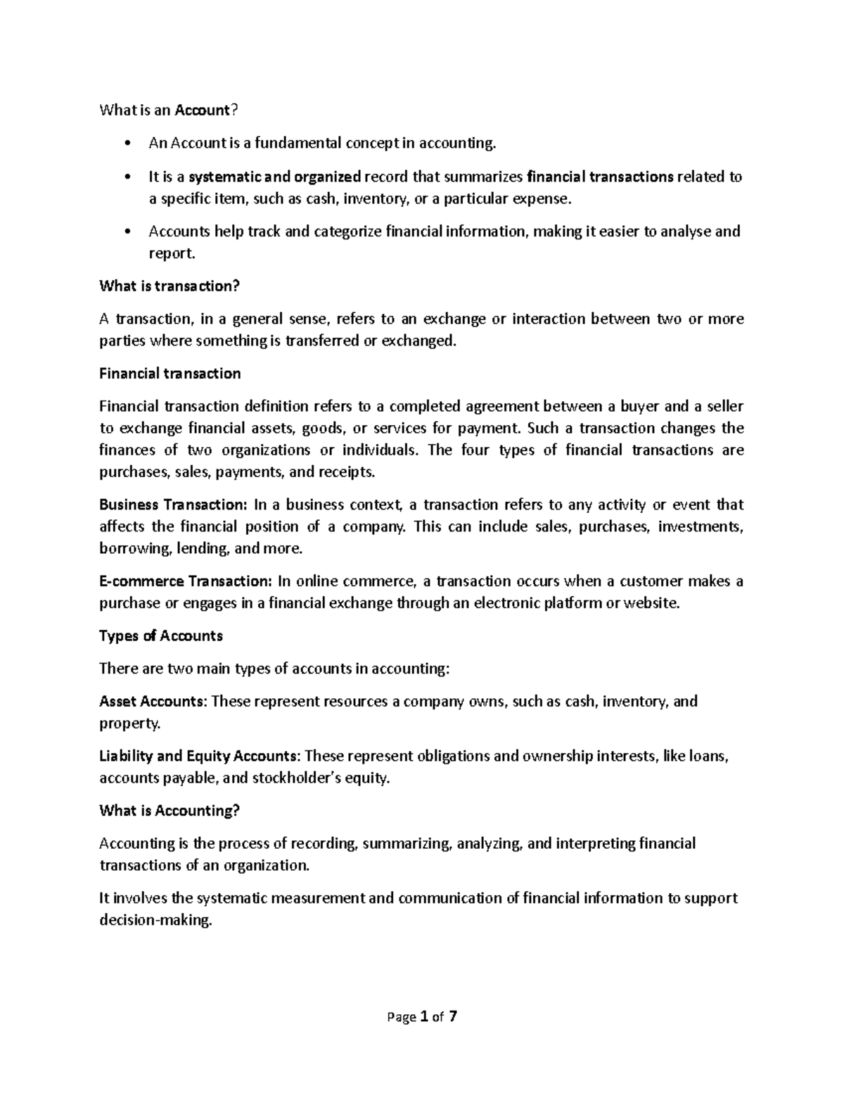 Week 1 - Notes - Fundamentals of Financial Accounting - OL-1 - What is ...