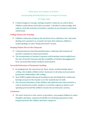 Chapter ONE week 1 - WEEK ONE Emergent Curriculum in Early Childhood ...