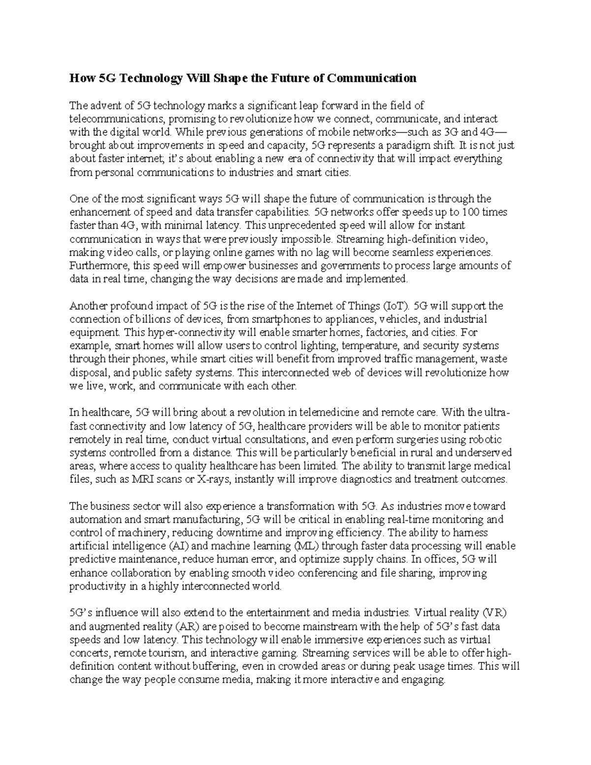 How 5G Technology Will Shape the Future of Communication 1 - While ...