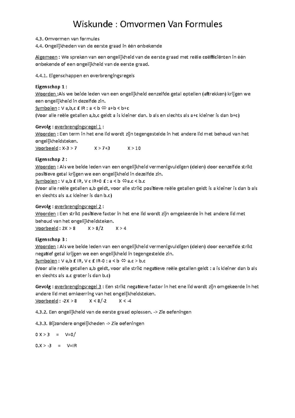 Wiskunde Omvormen van Formules - Wiskunde : Omvormen Van Formules ...