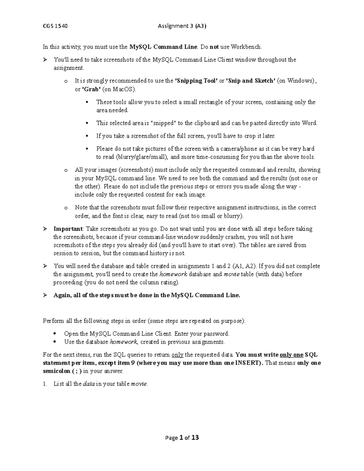 Assignment 3 Deon S - Practice material for the course. - In this ...