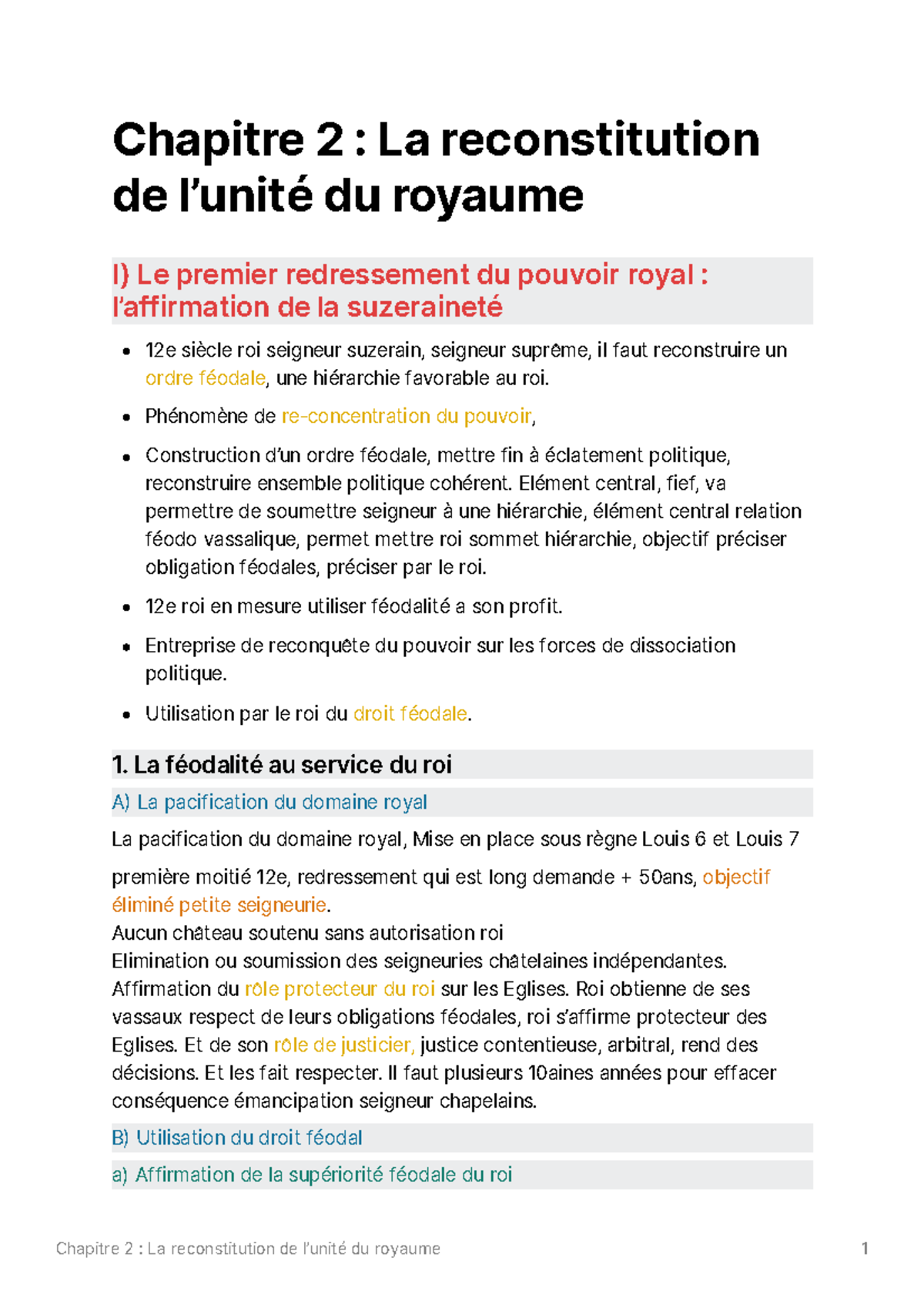 Partie 3 Chapitre 2 La reconstitution de l’unité du royaume - Chapitre ...