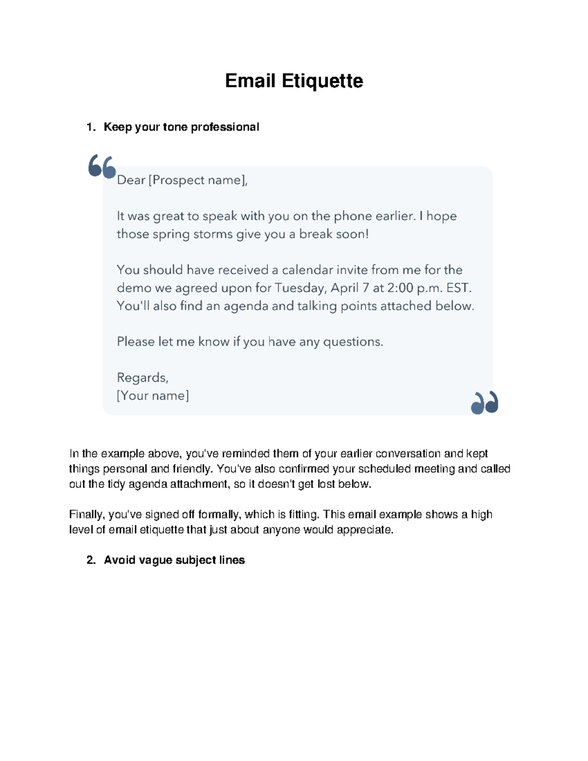 Email Etiquette - Email Etiquette Keep your tone professional In the ...