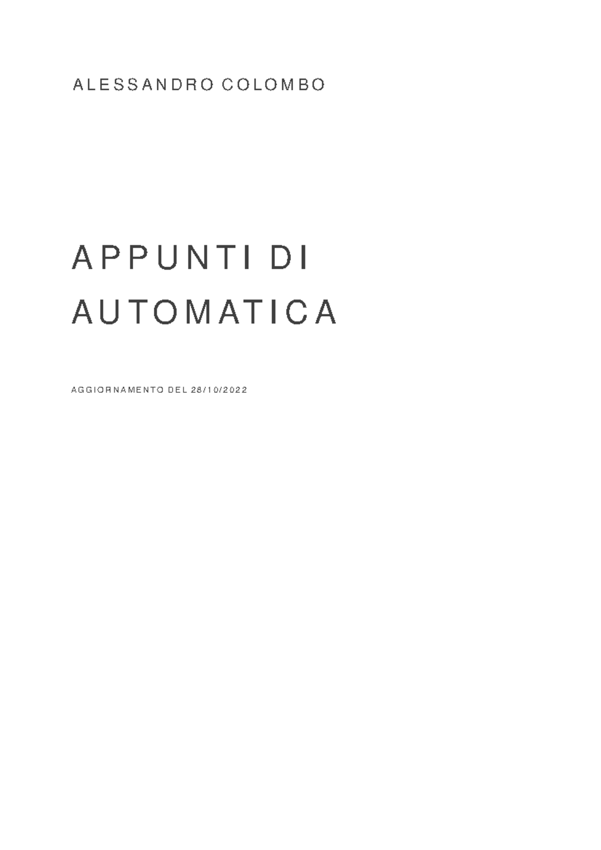 Dispense Automatica Prof Colombo A L E S S A N D R O C O L O M B O A