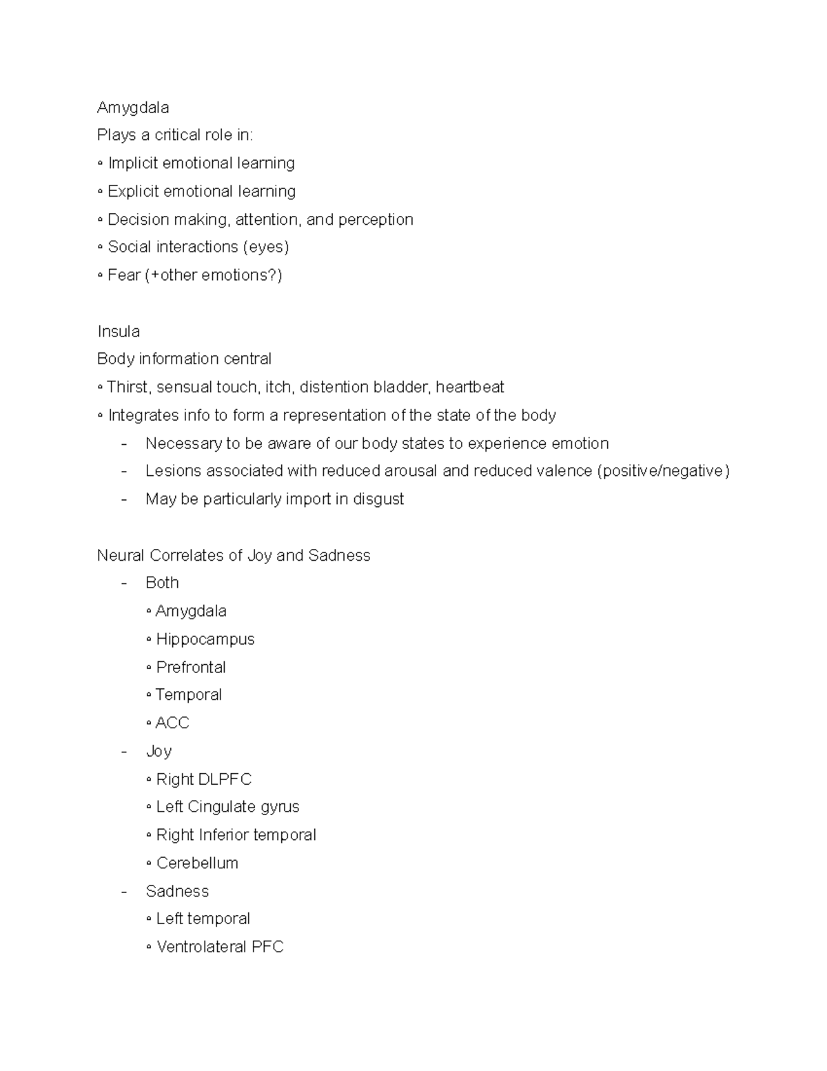 Amygdala and Neural Correlates of Different Emotions - Amygdala Plays a ...