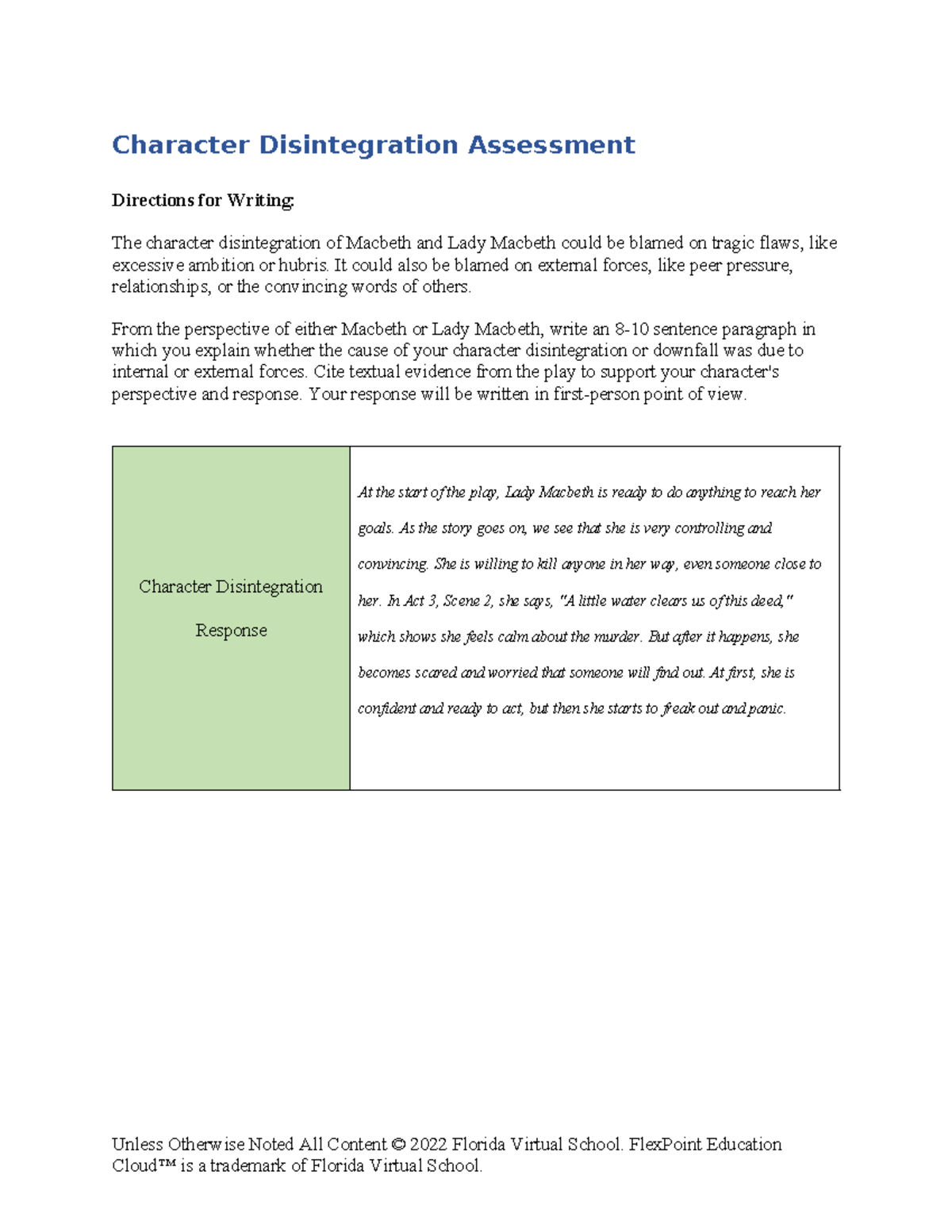 Copy of 5.05 Character Disintegration Assessment - Character ...