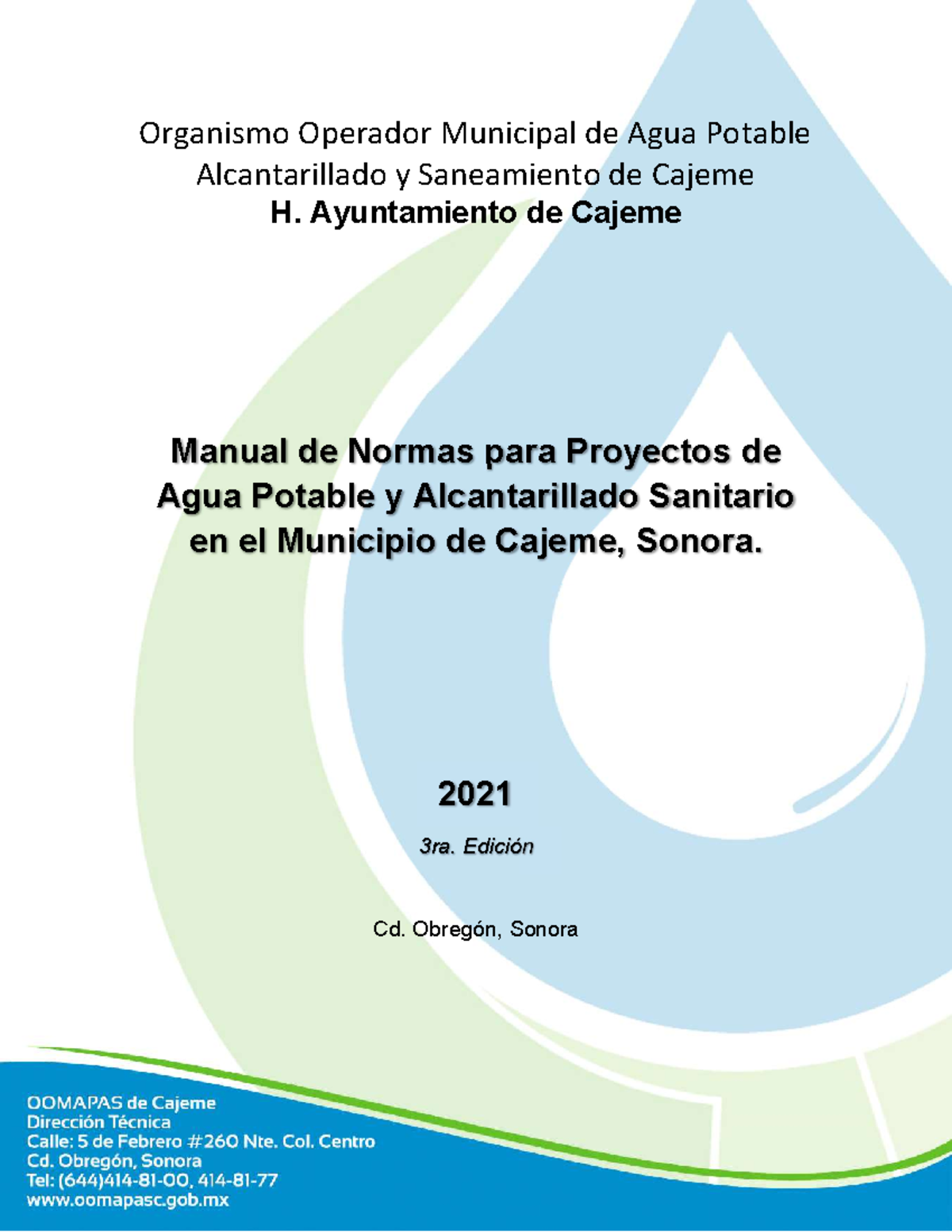 Manual - Organismo Operador Municipal de Agua Potable Alcantarillado y Saneamiento de Cajeme H ...
