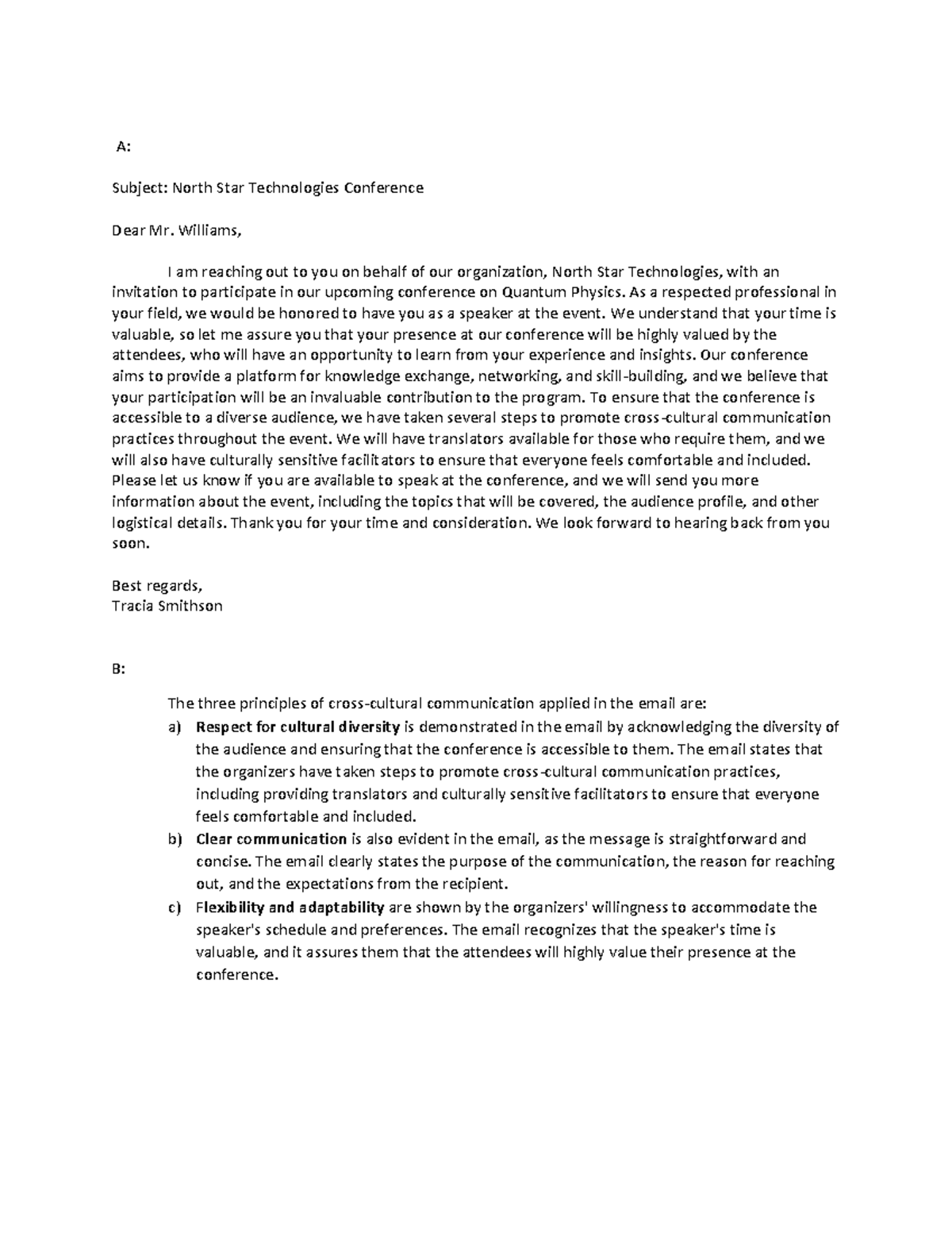 RHM2 TASK 1- Writing A Professional Email - A: Subject: North Star ...