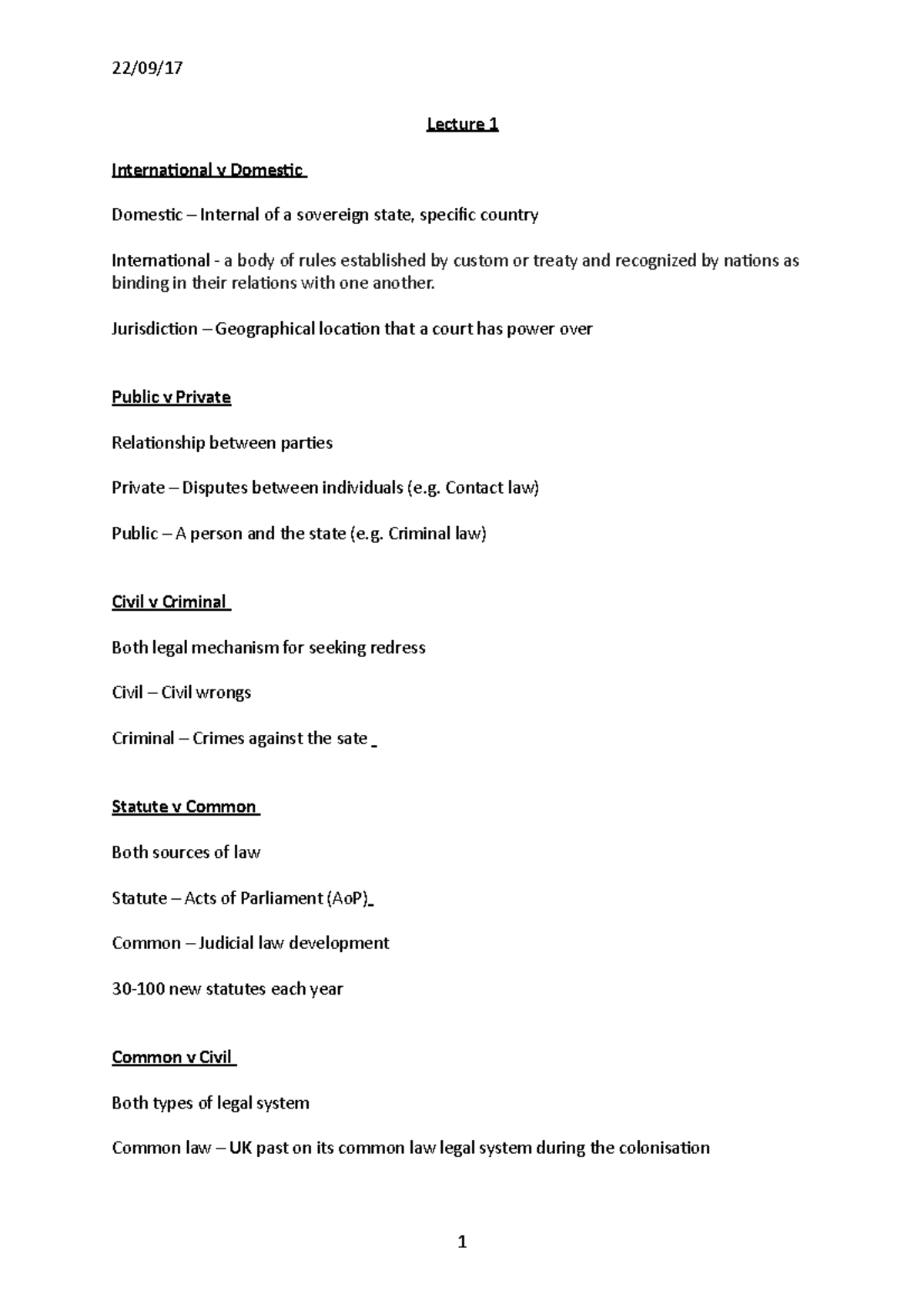 Lecture 1 - INTRODUCTION - Lecture 1 International v Domestic Domestic ...