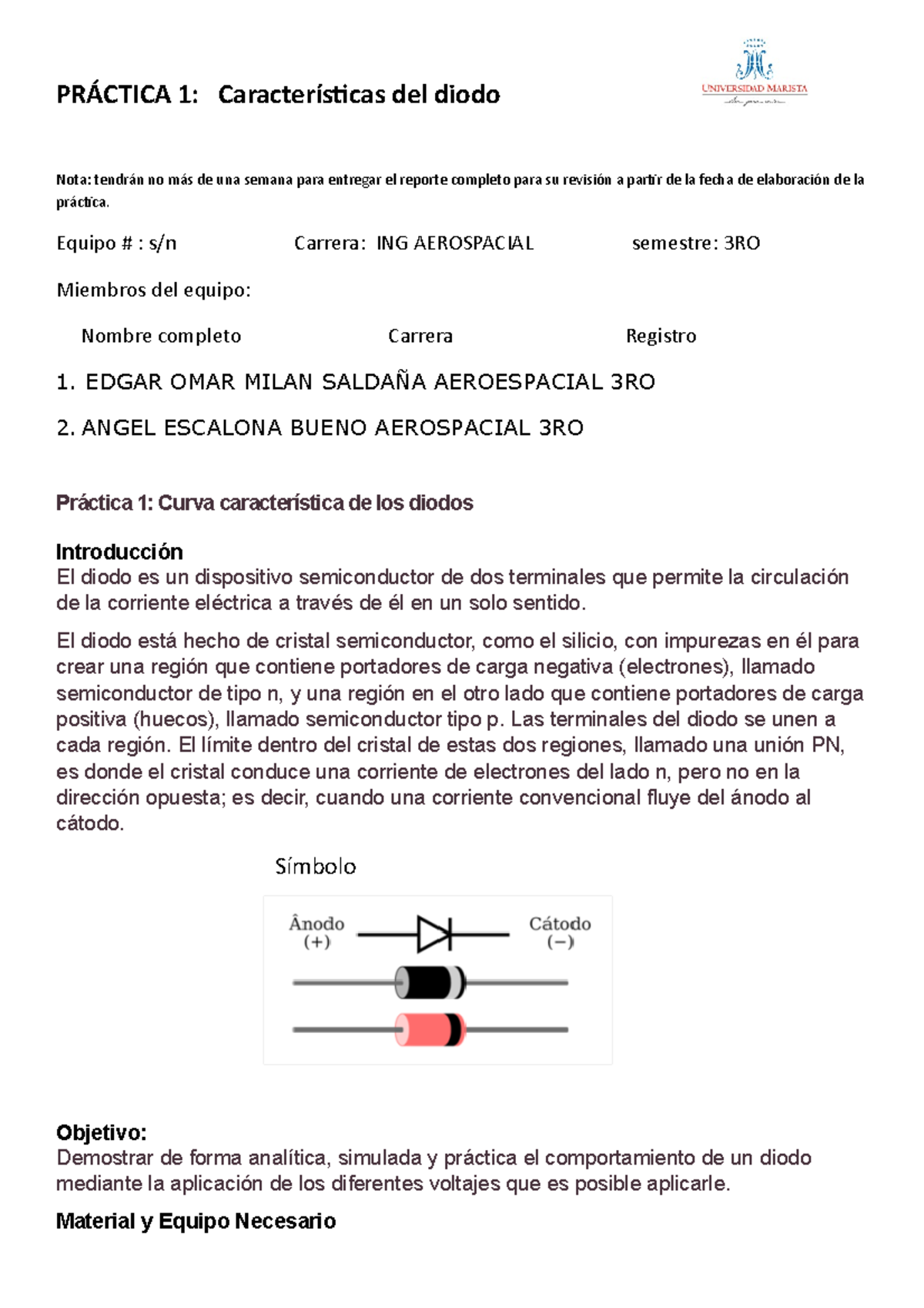Práctica 1b Prueba Real Del Diodo Protoboard Práctica 1