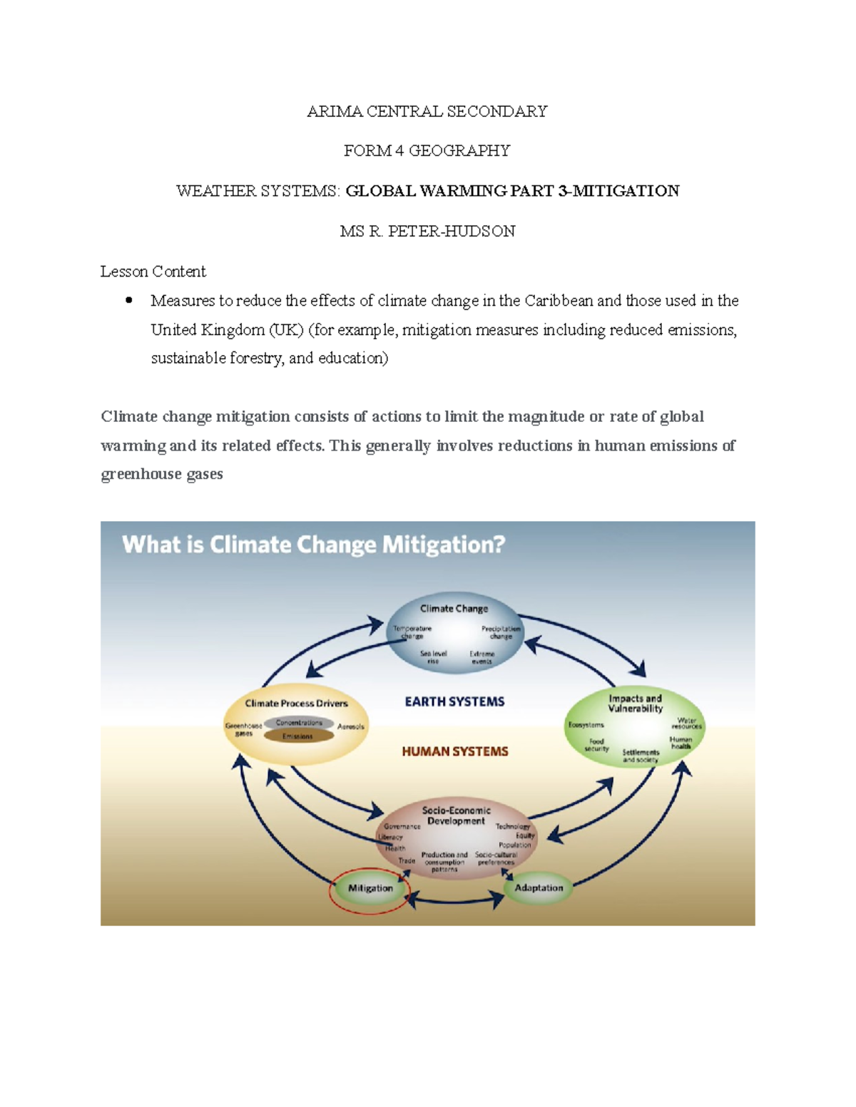 Climate change mitigation - ARIMA CENTRAL SECONDARY FORM 4 GEOGRAPHY ...