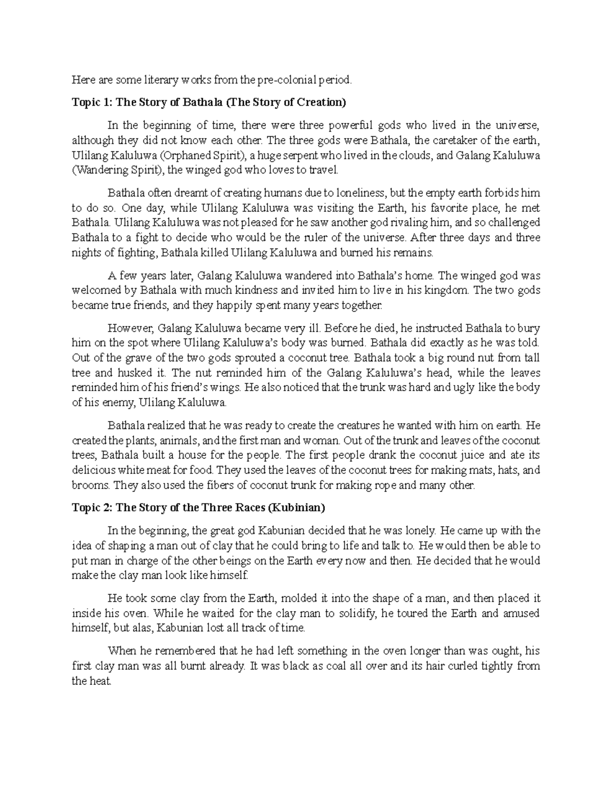 Literature during precolonial period - Here are some literary works ...