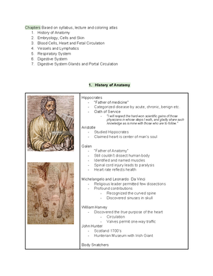 Anatomy Lecture Notes Fall 2021 - CHAPTER 1 OUTLINE History of human ...