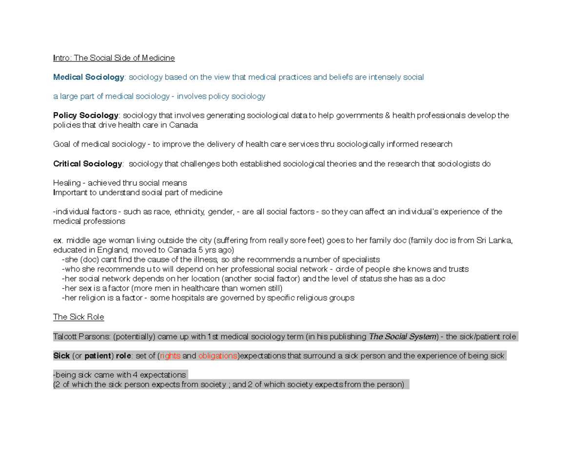 Sociology Ch13 Textbook Notes Pdfsd - Intro: The Social Side of ...