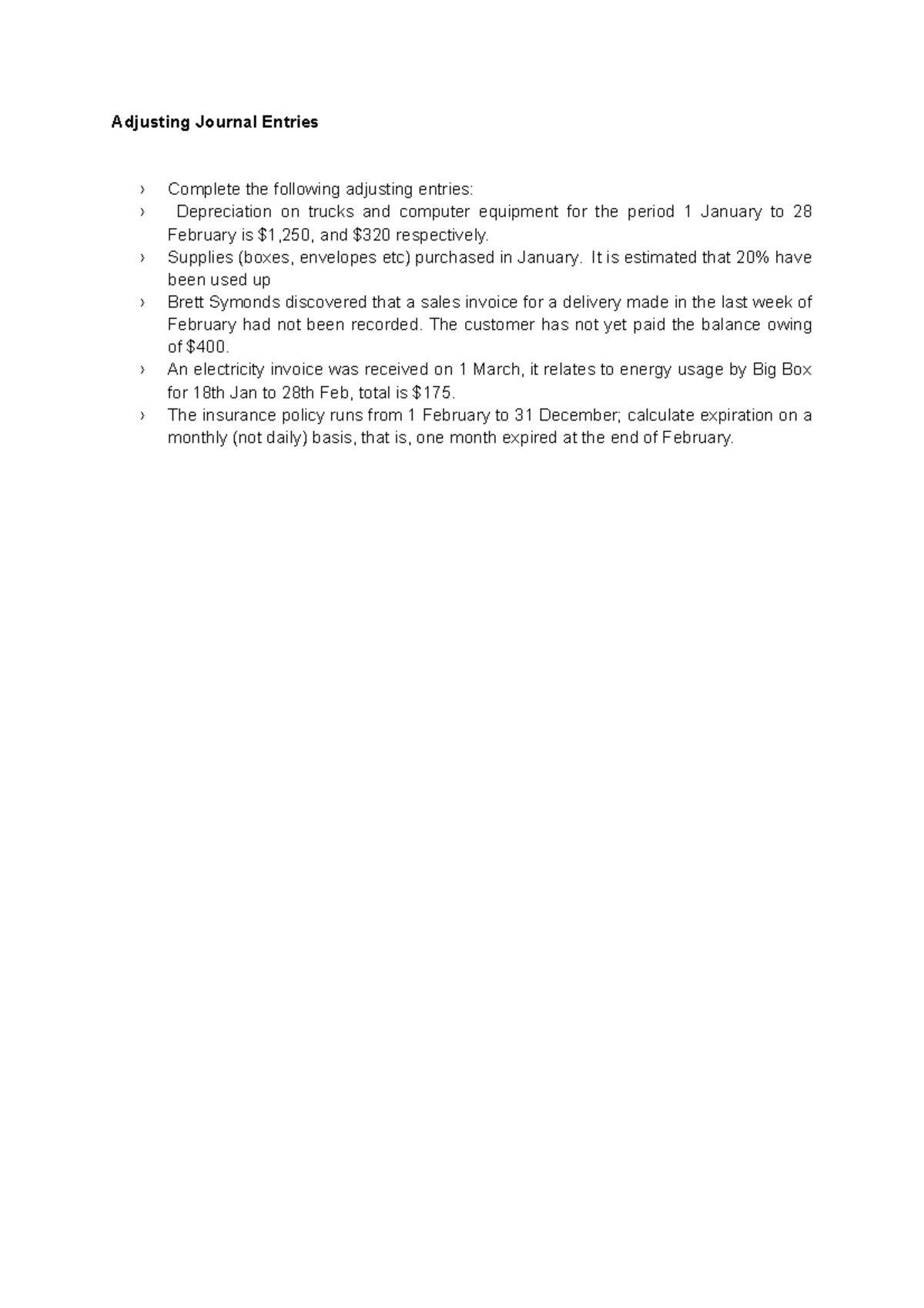 Final 1 6 April 2017, questions and answers - Adjusting Journal Entries ...