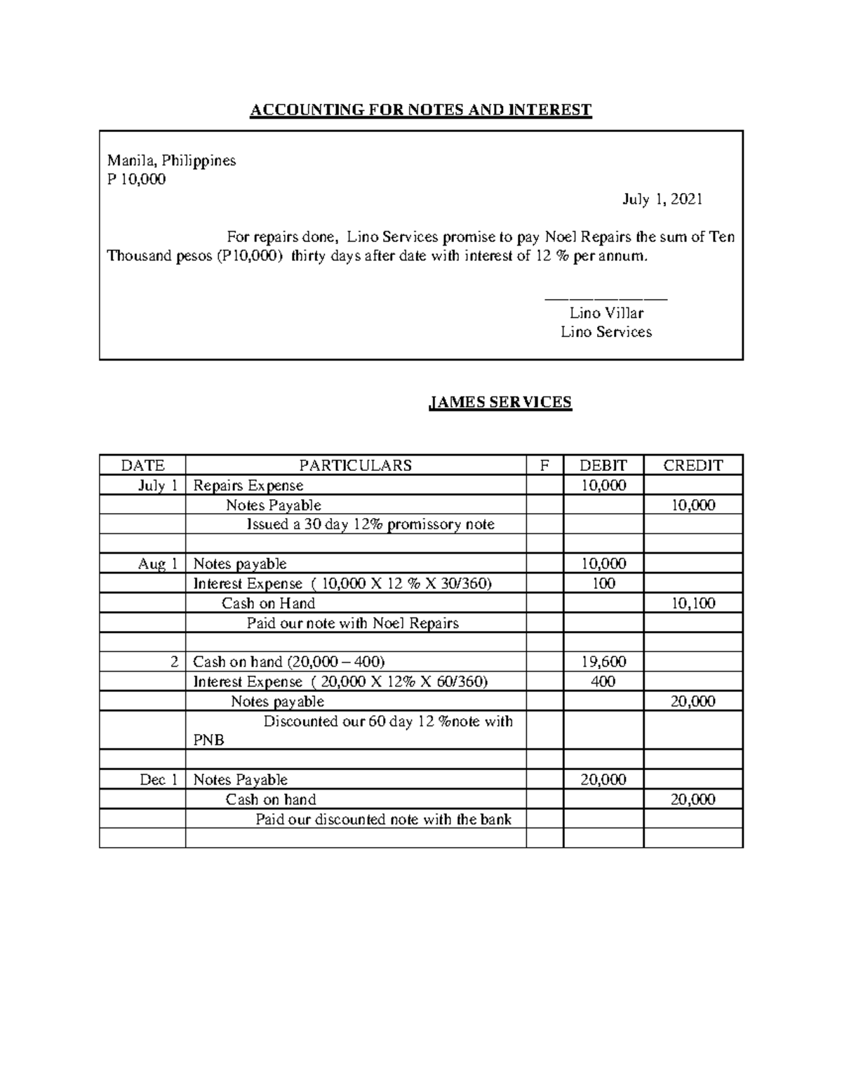 Notes and Interest Accounting - ACCOUNTING FOR NOTES AND INTEREST ...