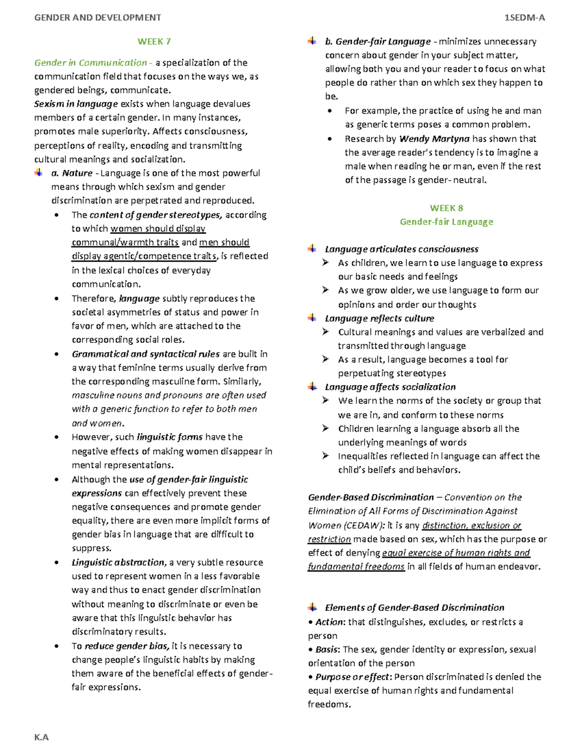 GAD101 Midterm - WEEK 7 Gender in Communication - a specialization of ...