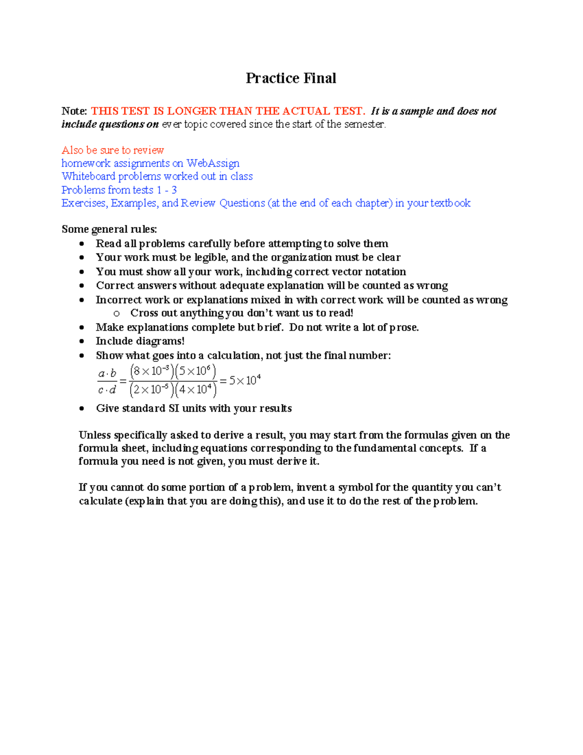 Physpracticefinal 1 - Practice Final Exam - Practice Final Note: THIS ...
