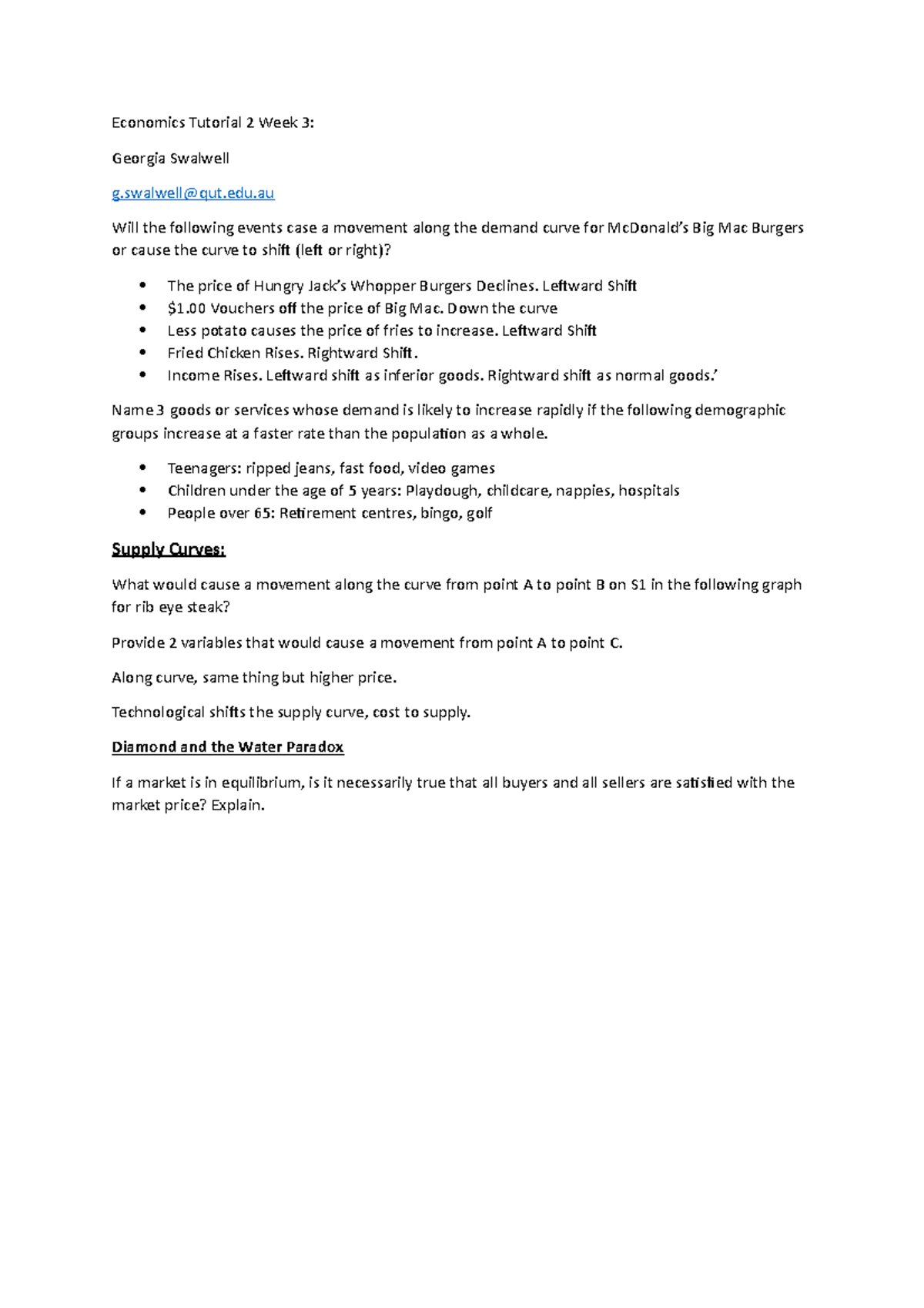 Economics Tutorial 2 Week 3 - Economics Tutorial 2 Week 3: Georgia ...