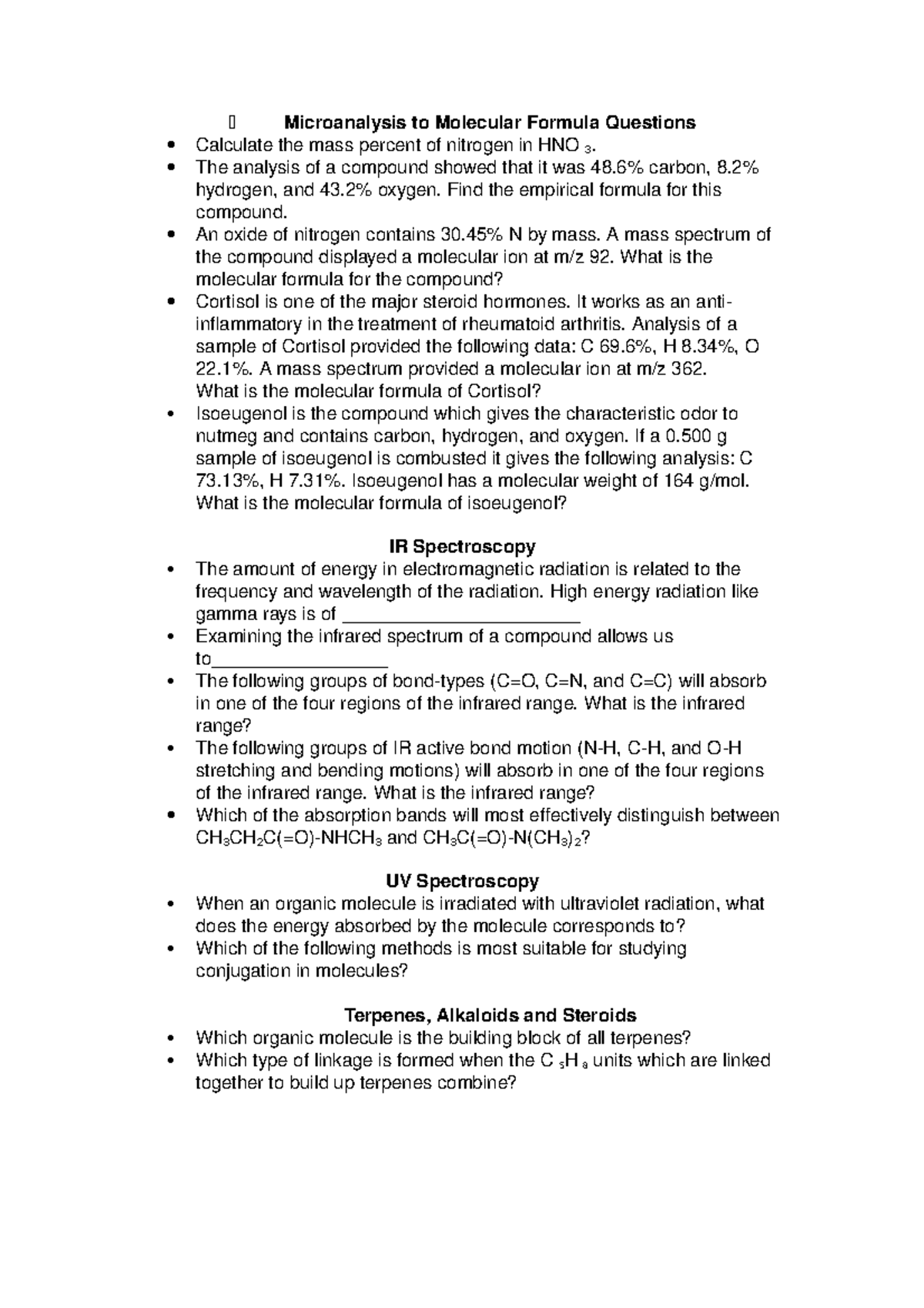 CHEM Questions Microanalysis To Molecular Formula Questions Calculate chem-questions-microanalysis-to-molecular-formula-questions-calculate