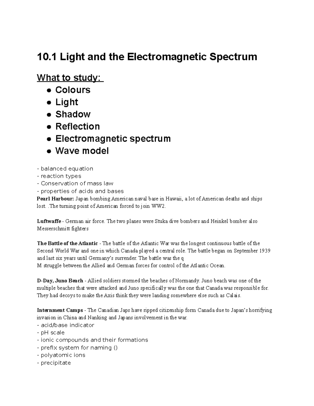 Notes-for Astro - 10 Light and the Electromagnetic Spectrum What to ...