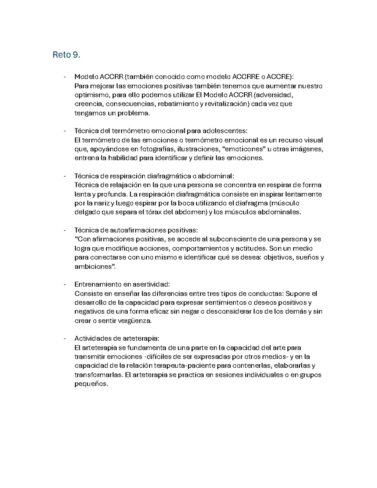 Reto 9 - reto 9 100 - Reto 9. Modelo ACCRR (también conocido como modelo ACCRRE o ACCRE): Para ...