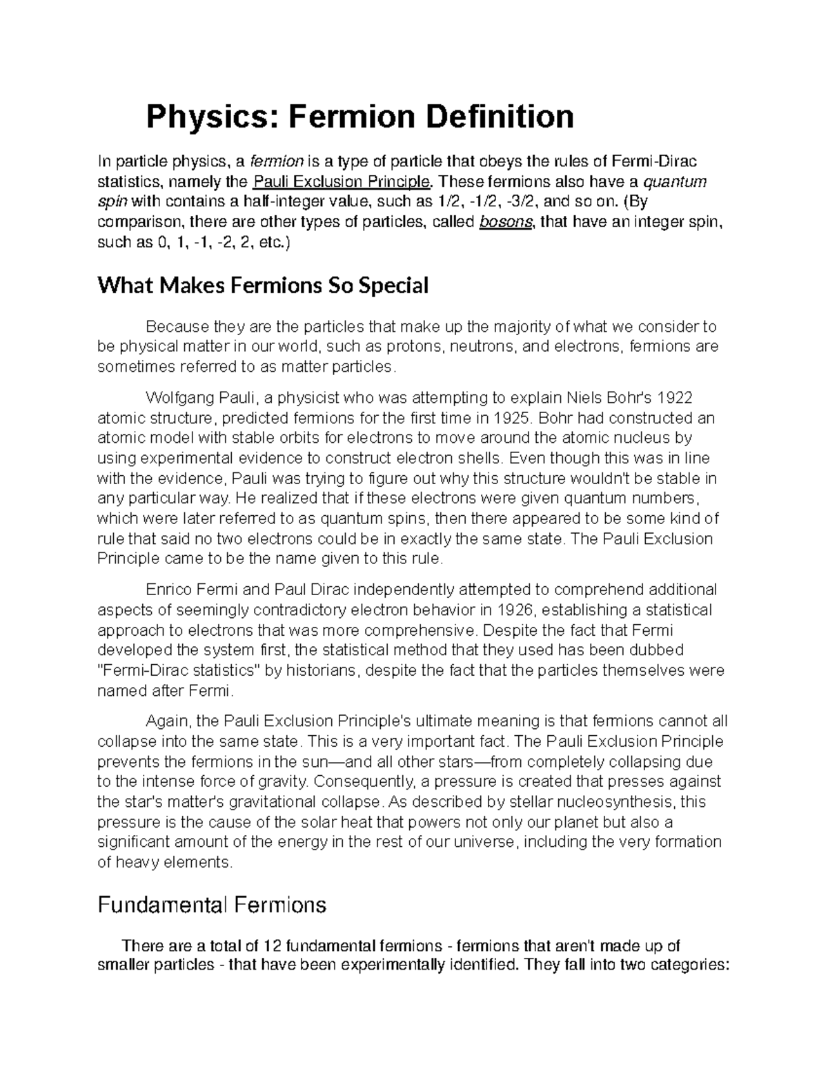 Physics Fermion Definition - Module - PHY121 - Physics: Fermion ...