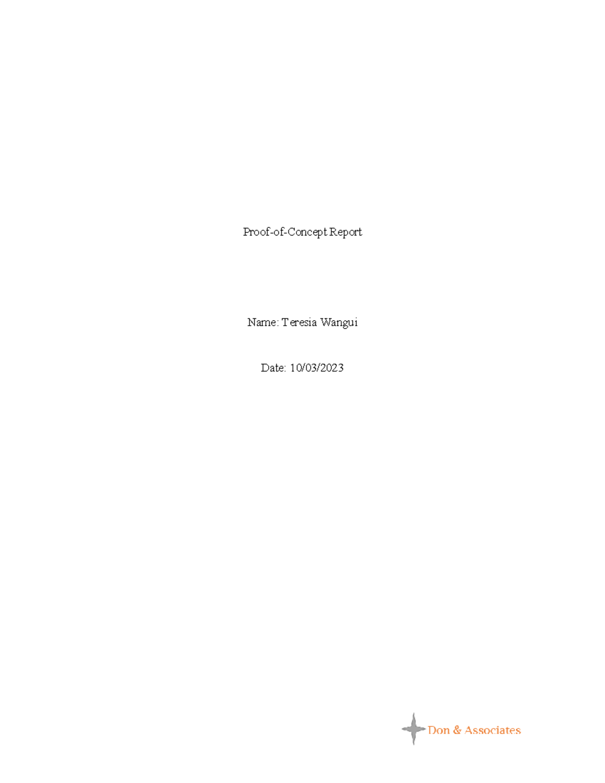 Proof of Concept Report TW - Proof-of-Concept Report Name: Teresia ...
