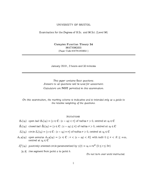 CFT2018 - Tamara Grava - z = x + iy x, y 2 R i 2 = 1 z = x + iy Re(z ...
