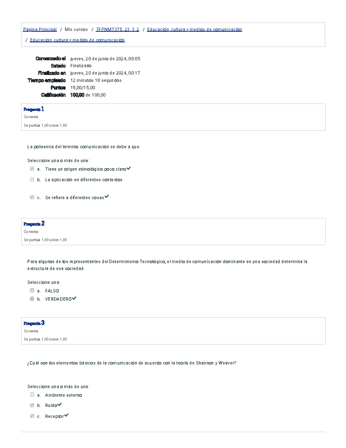 Educación, cultura y medios de comunicación Revisión del intento ...