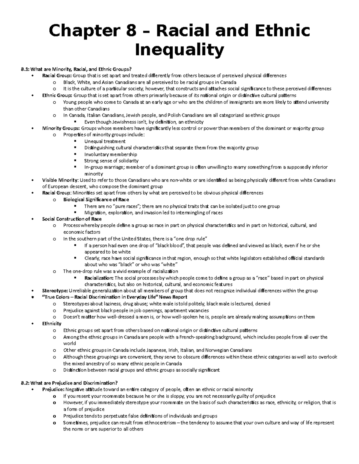 SOC Final - Summary Introductory Sociology - Chapter 8 Racial and ...