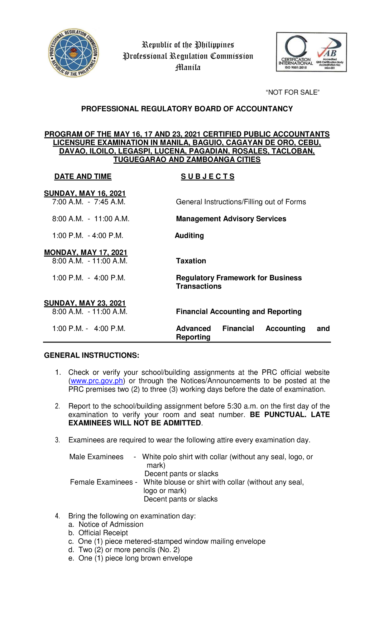 2021 MAY Professional Regulatory Board of Accountancy - BS accountancy ...