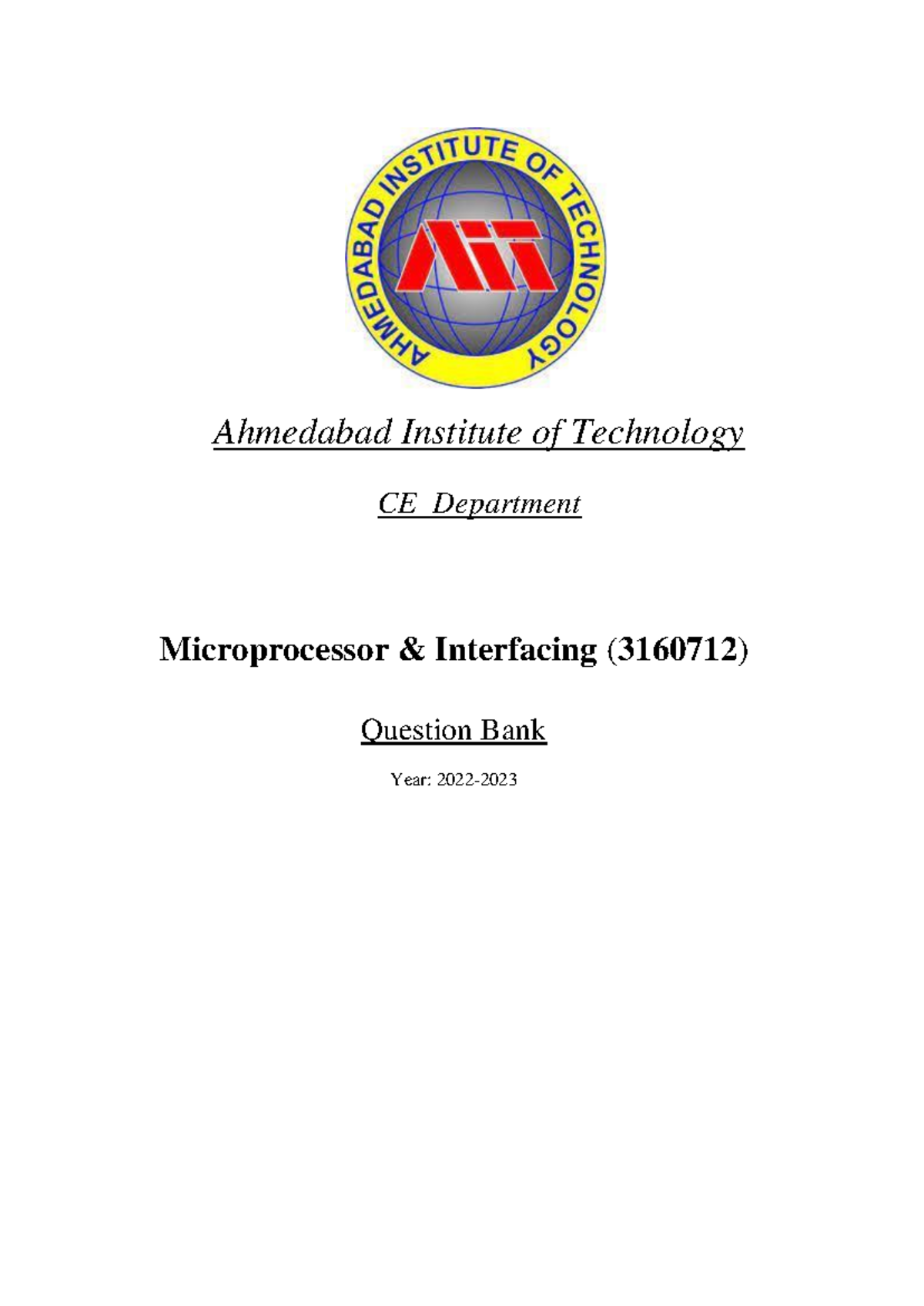 4. MPI Question bank - Ahmedabad Institute of Technology CE Department Microprocessor & - Studocu