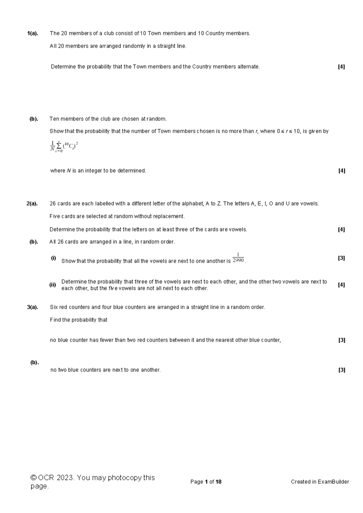 Perms and Combs - handbook - 1(a). The 20 members of a club consist of ...