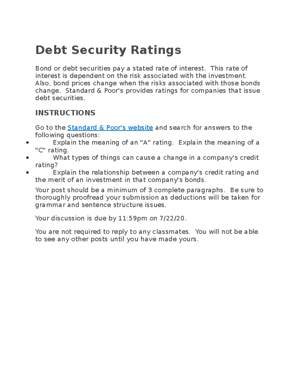 Debt Security Ratings - dfadfd - Debt Security Ratings Bond or debt ...