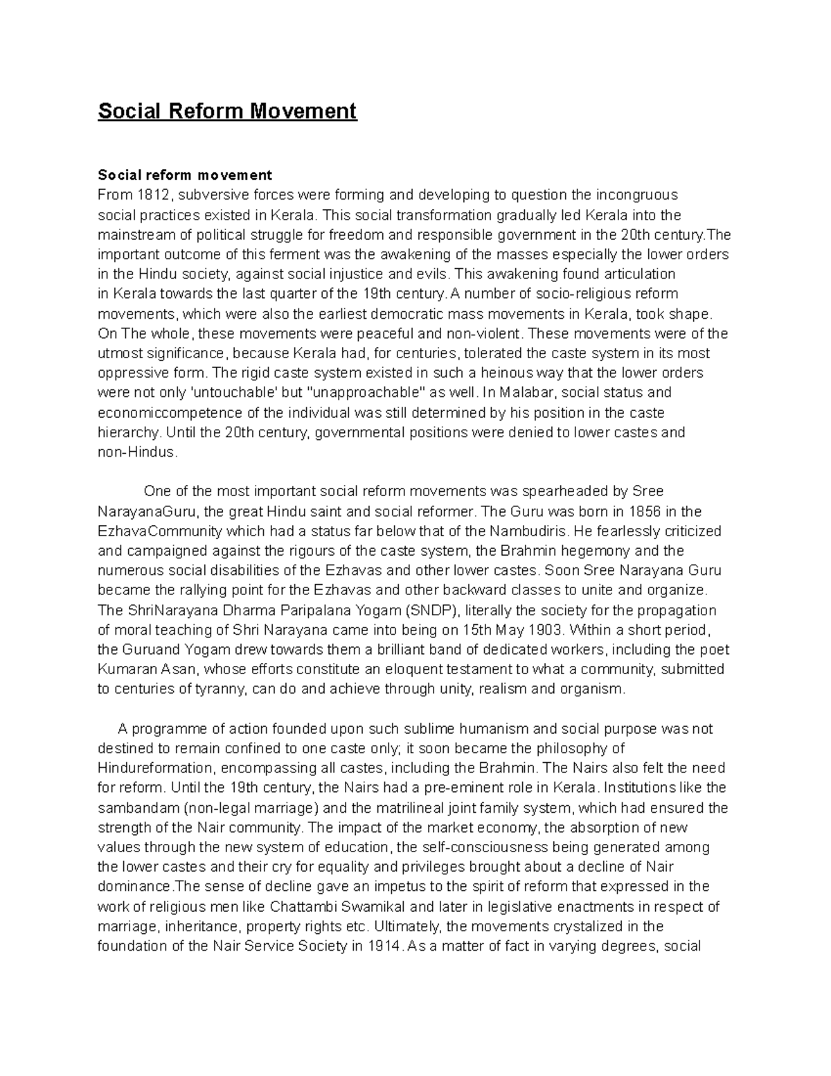 Module 1 OLD AND NEW SOCIAL MOVEMENT (sem-6) - Social Reform Movement ...