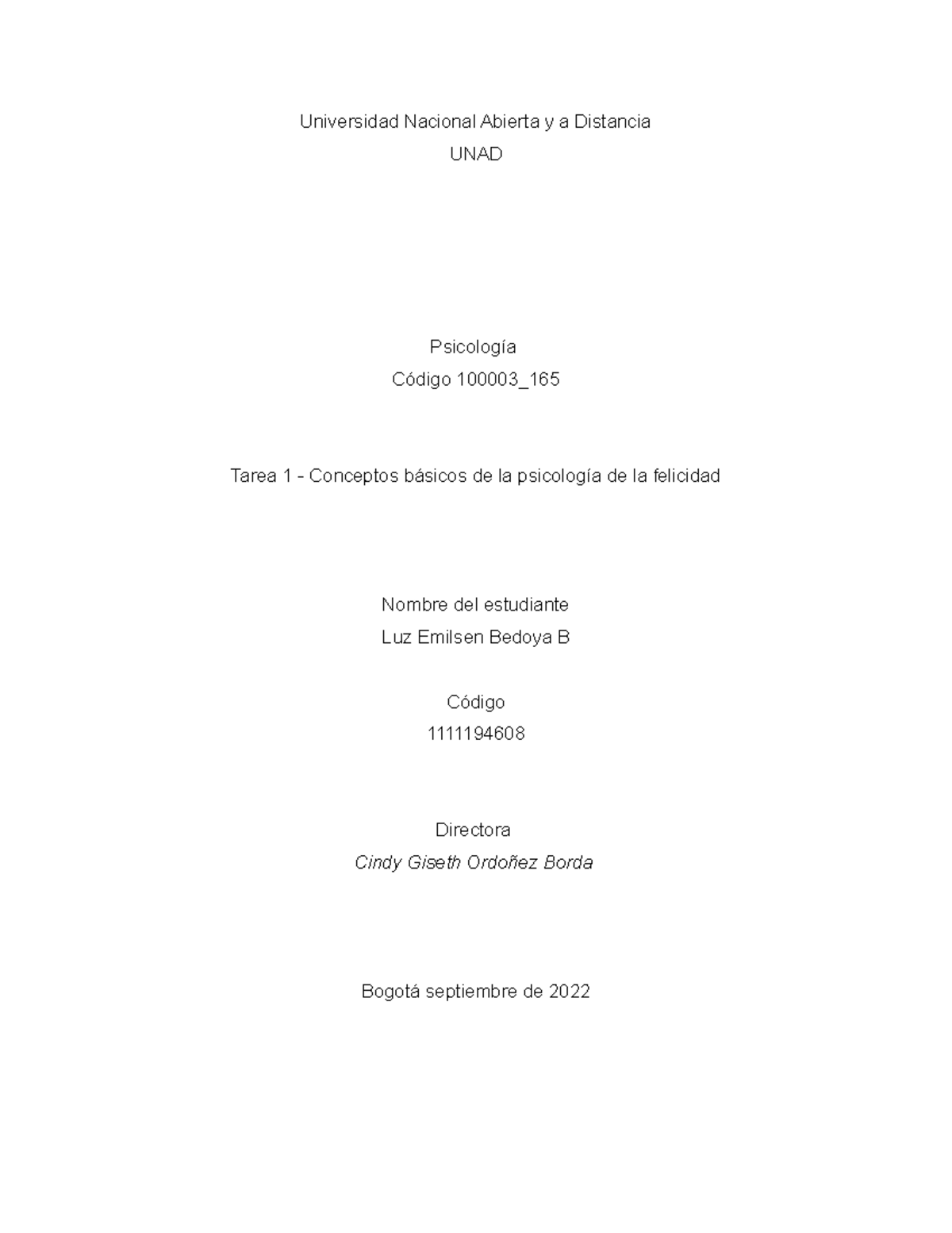 Tarea 1 - Conceptos básicos de la psicología de la felicidad-Luz ...