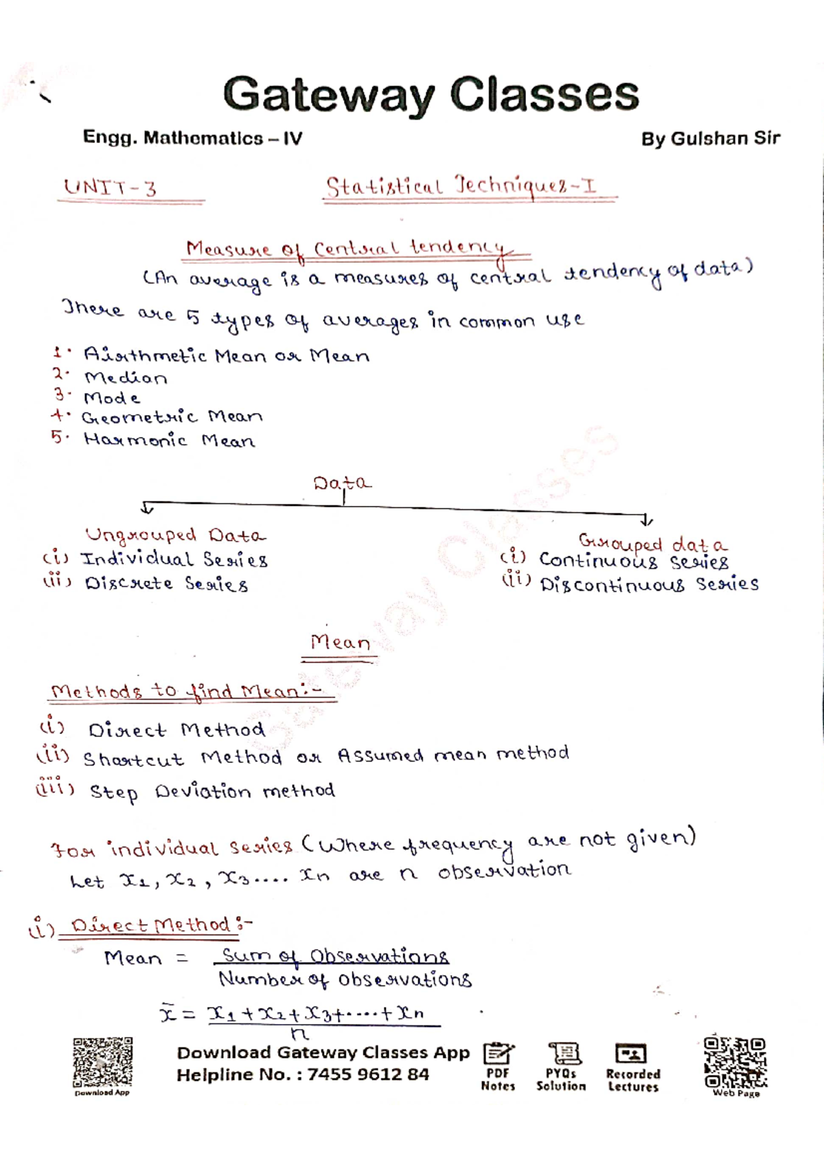 M4 unit 3 - m4 notes - B.tech - Studocu