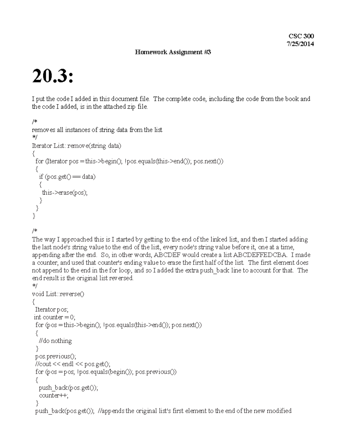 Homework 3 - CSC 300 - Problems 20.3, 22.4 Source code w/screenshots ...