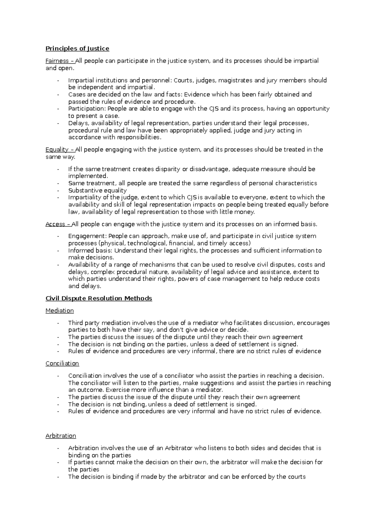 Legal SAC Unit 2 AOS2 - Summarised notes - Principles of Justice ...
