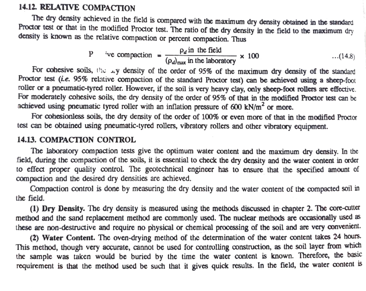 Compaction-1 - RELATIVE COMPACTION The dry density achieved in the ...