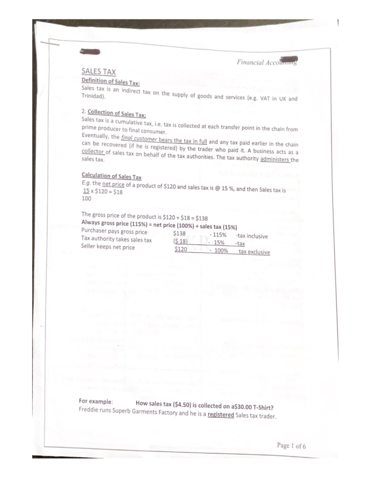 Sales TAX - BPP notes - Introduction to financial accouting - Studocu