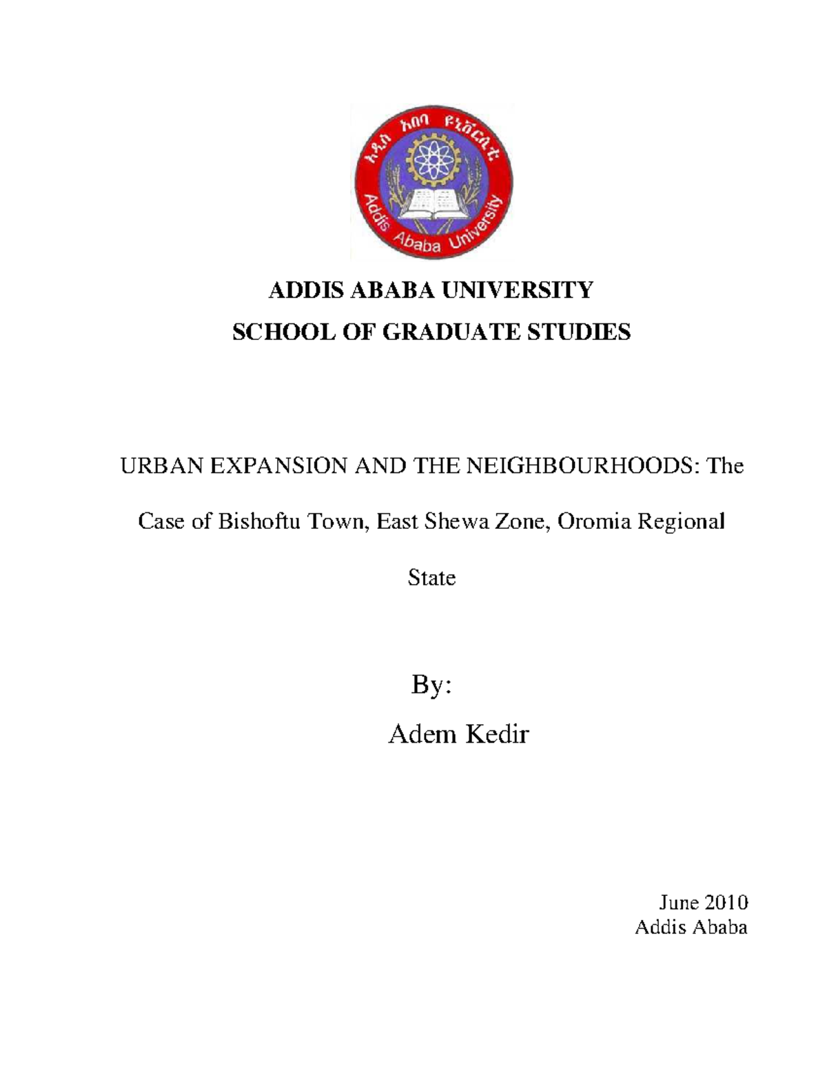 ADEM Kedir BOKE - i ADDIS ABABA UNIVERSITY SCHOOL OF GRADUATE STUDIES ...