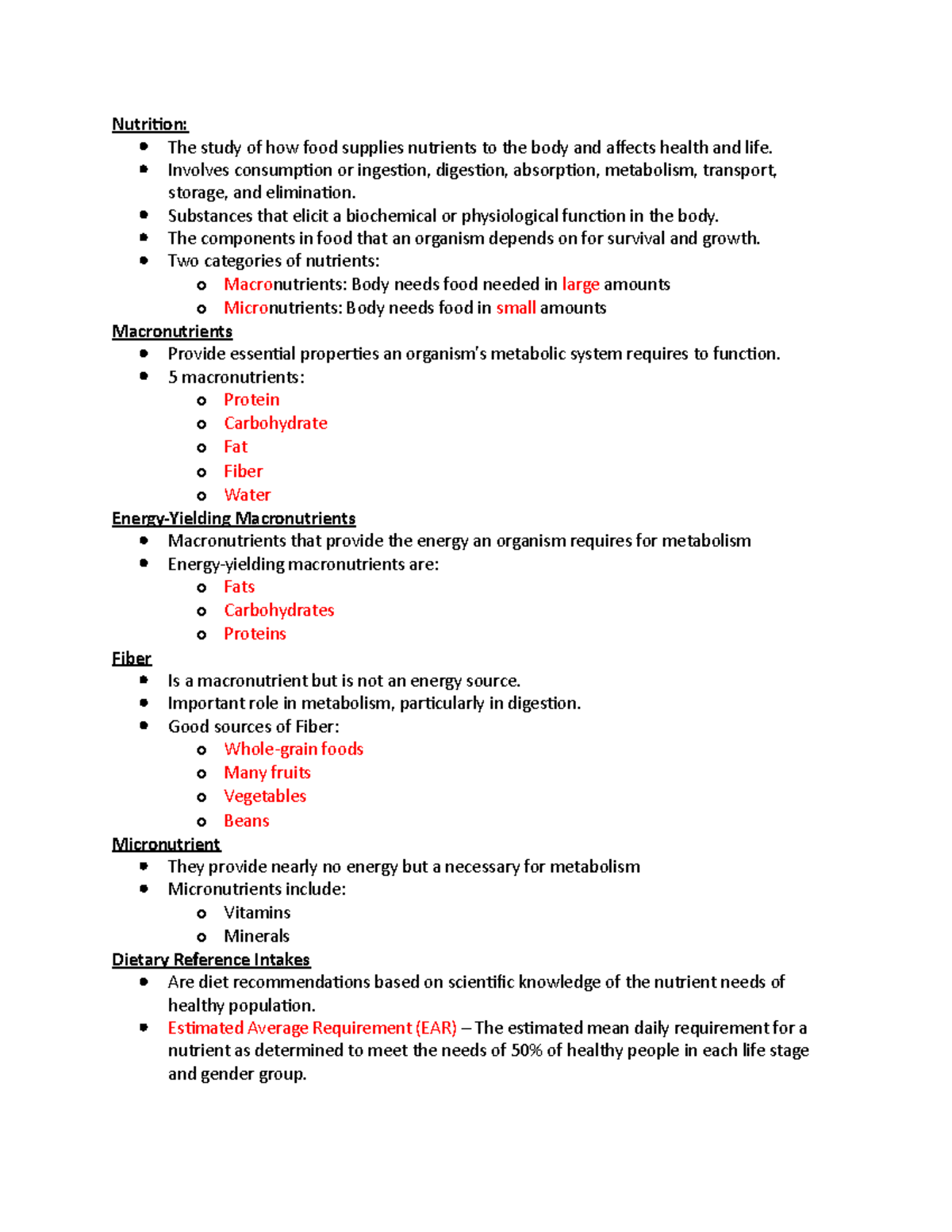 Ch 1 Introduction to Sports Nutrition - Nutrition: The study of how ...