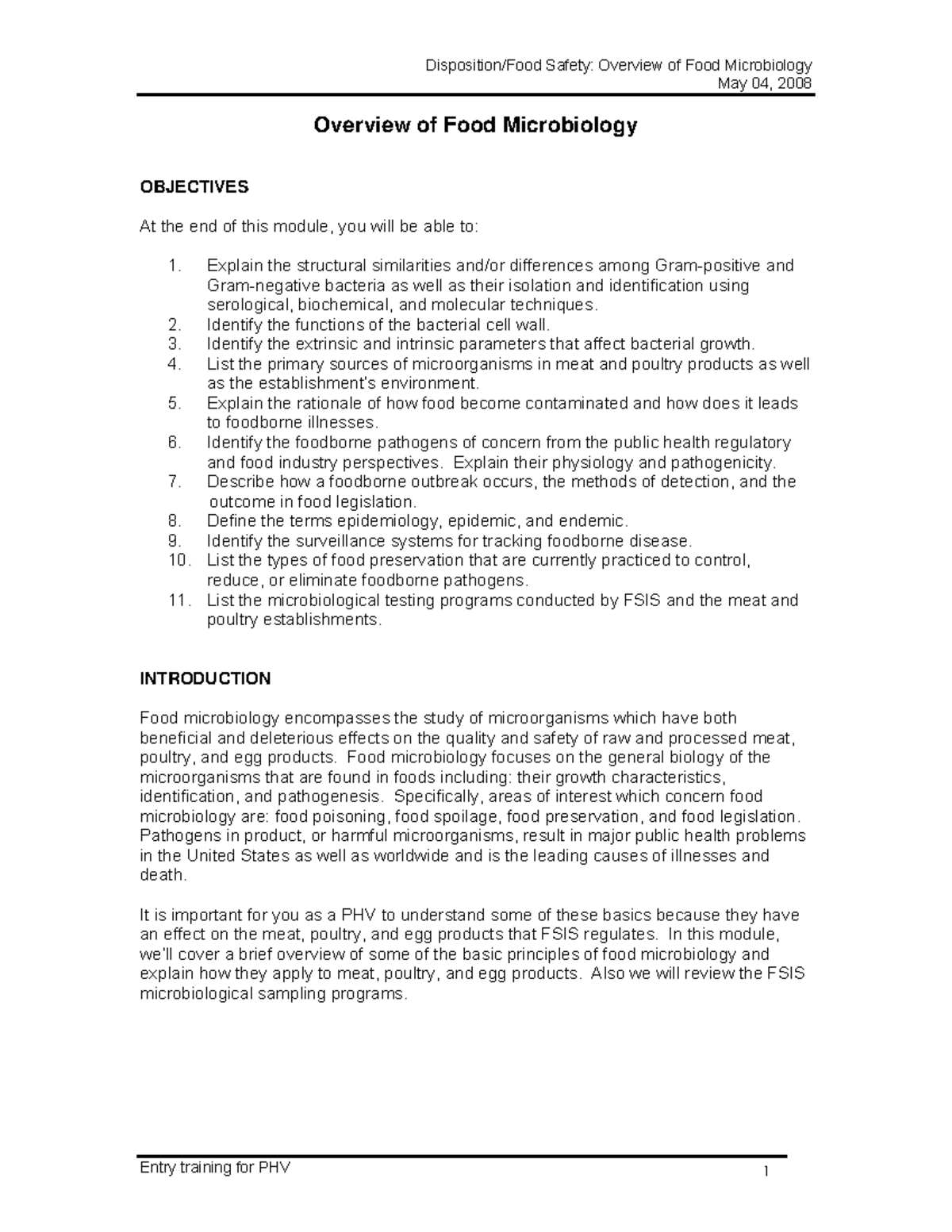 Overview Of Food Microbiology May 04 2008 Overview Of Food